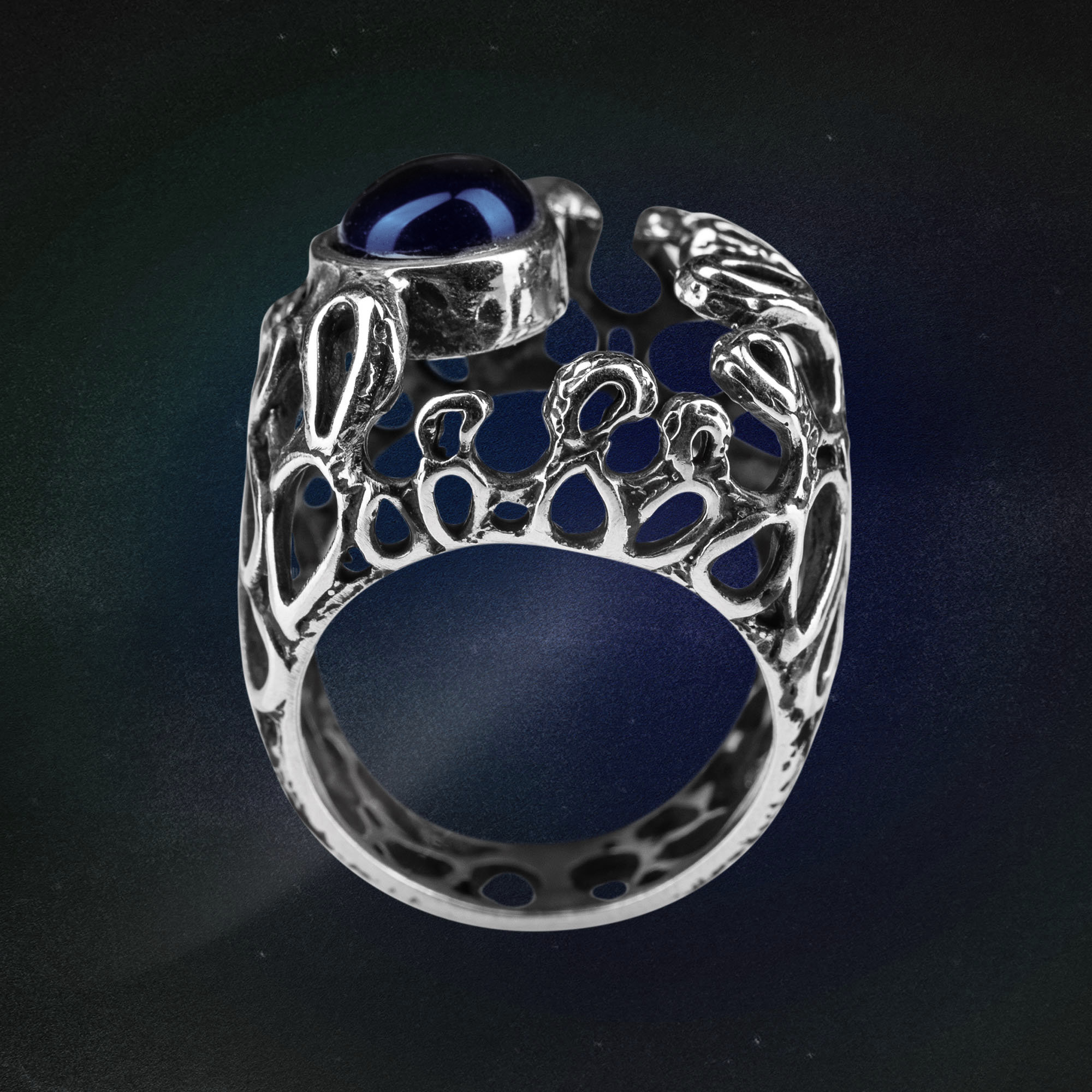 Dome ring Pagan jewelry Wiccan ring Sapphire ring | Etsy