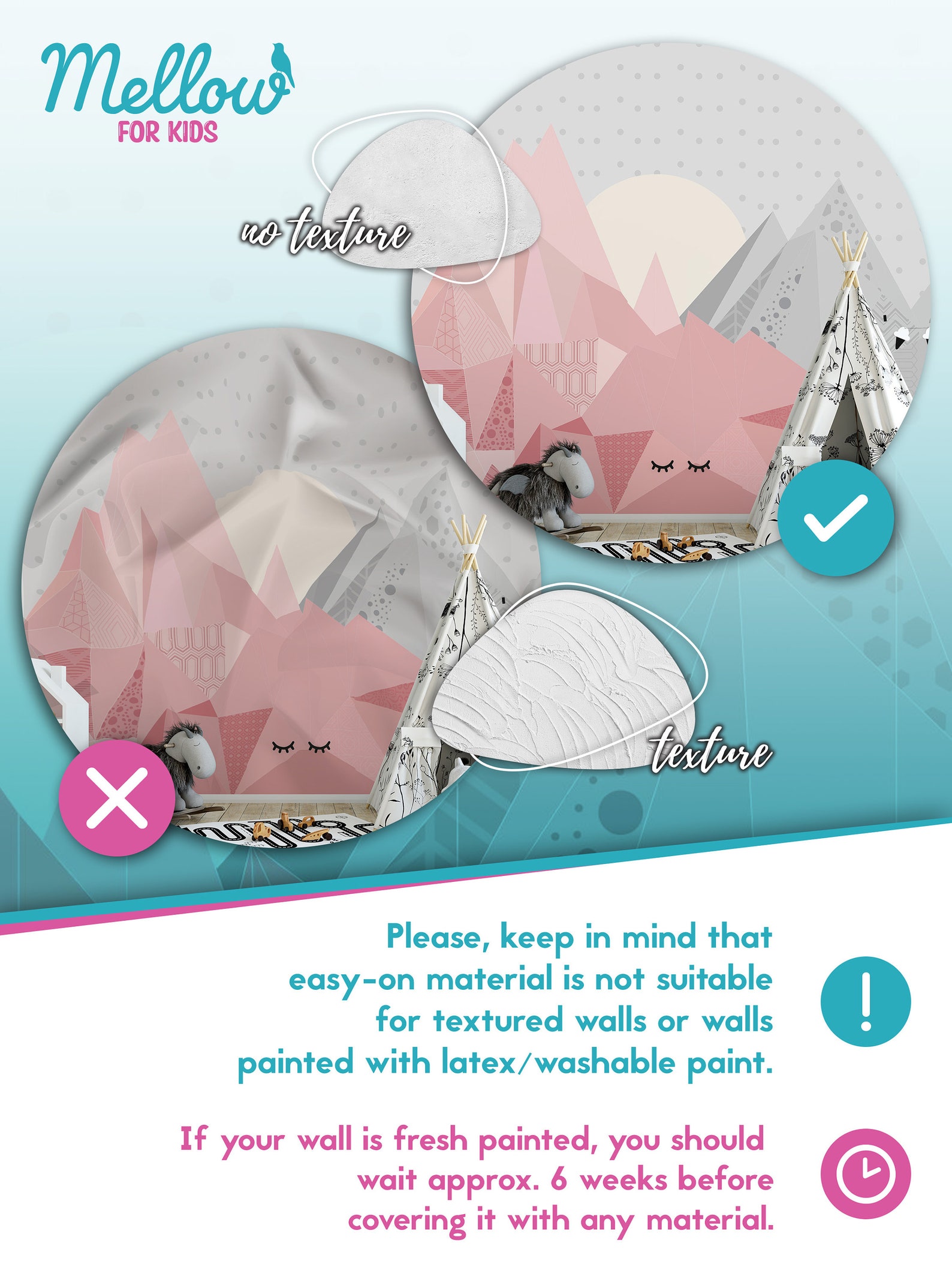 Teal Green Ombré Mountain Colorful Wall Decals Woodland Wall | Etsy