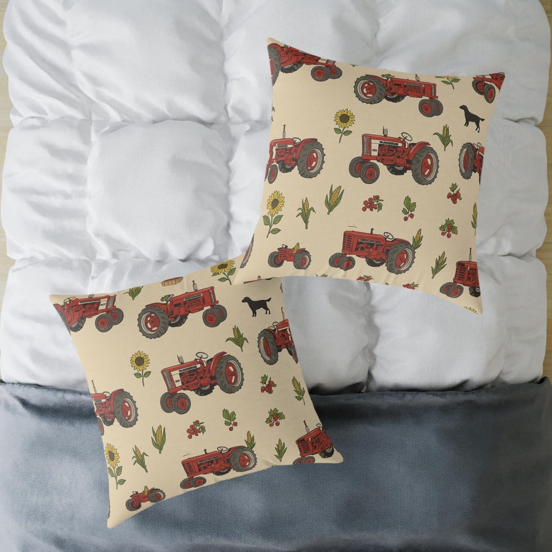 Farmhouse Tractor Pillow, Rustic Home Decor, Country Living Accent ...
