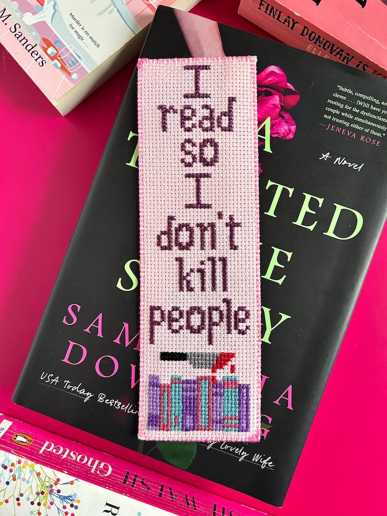 Funny Cross Stitch Bookmark Pattern PDF for Book Lovers - Digital ...