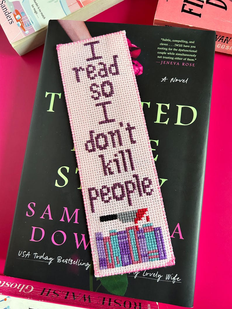 Funny Cross Stitch Bookmark Pattern PDF for Book Lovers - Digital ...