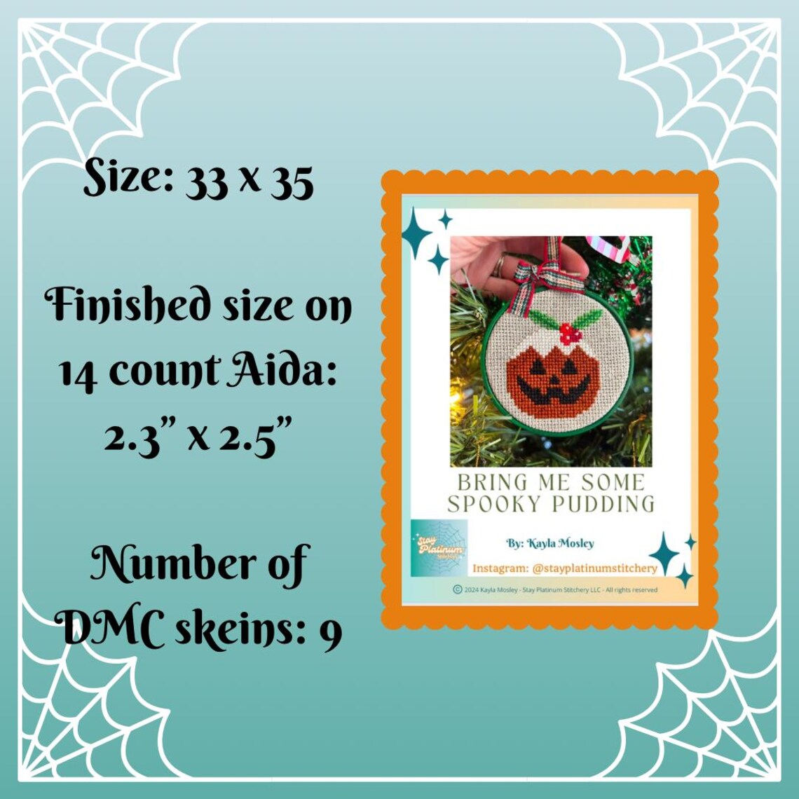 Spooky Christmas Pudding Ornament Cross Stitch Pattern PDF - Digital ...