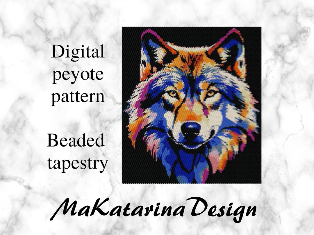 DIGITAL Wolf Beaded Tapestry Pattern, Beads Design, Splash Wall Art ...