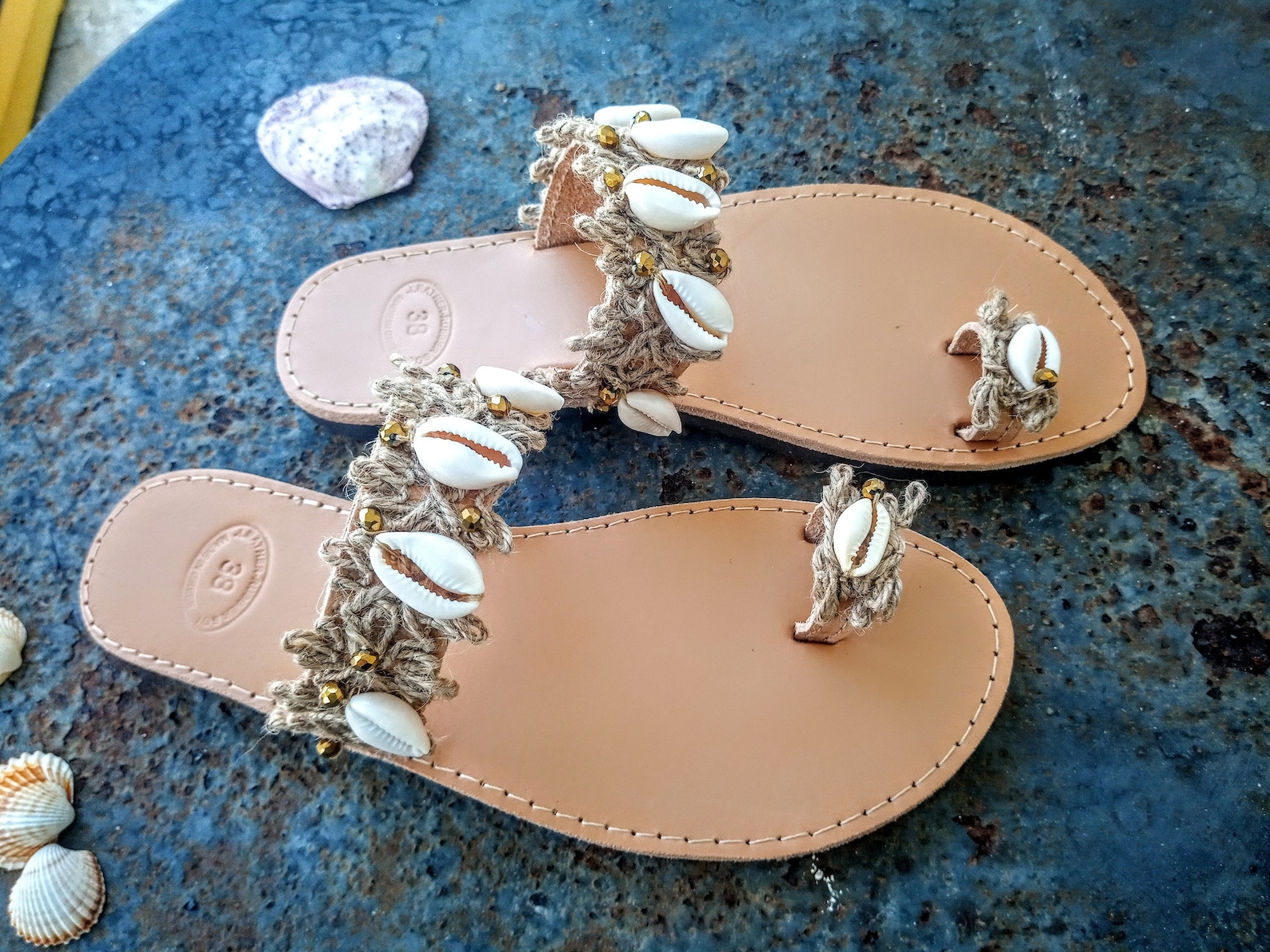 Sea Shell Sandals/slides/wedding Sandals/handmade - Etsy