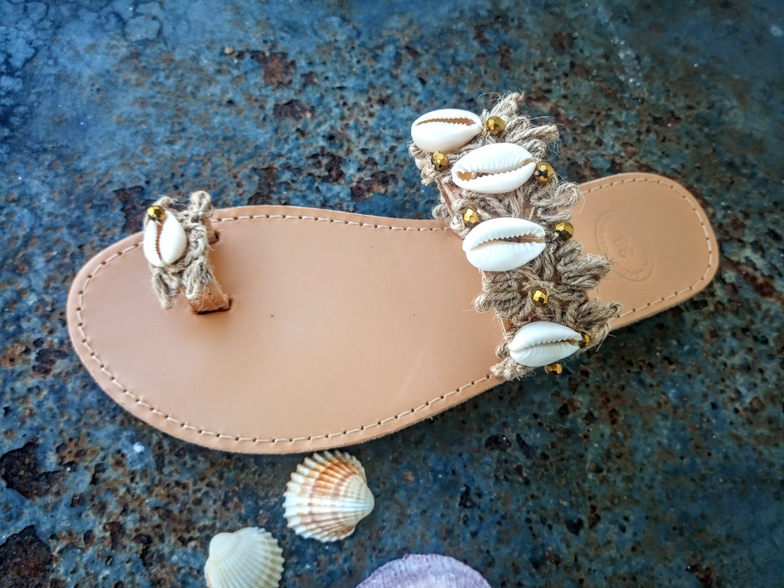 Sea Shell Sandals/slides/wedding Sandals/handmade - Etsy