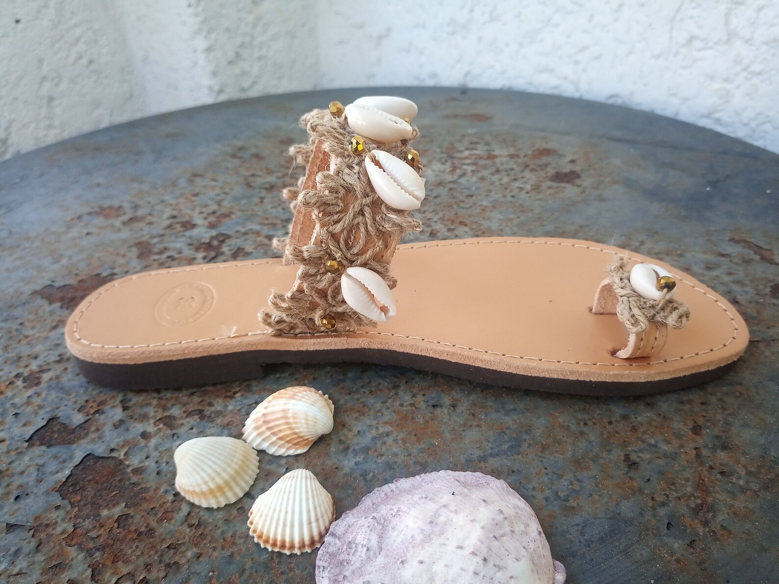Sea Shell Sandals/slides/wedding Sandals/handmade - Etsy