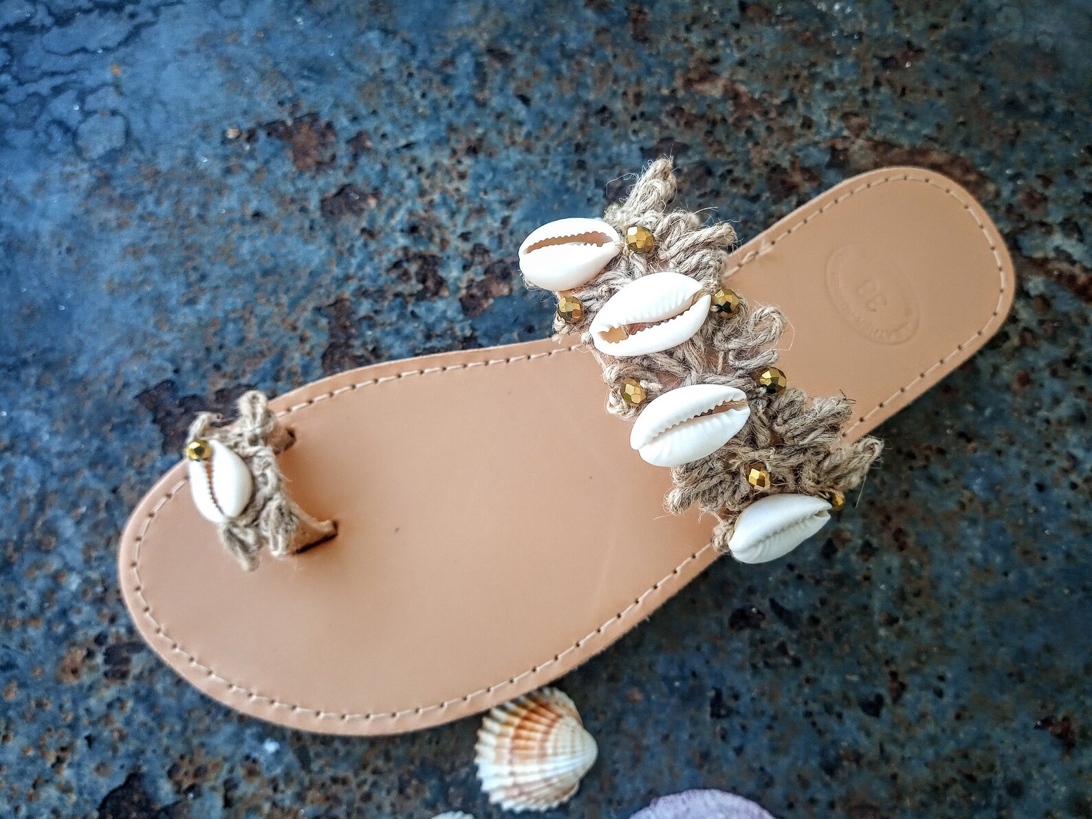 Sea Shell Sandals/slides/wedding Sandals/handmade - Etsy