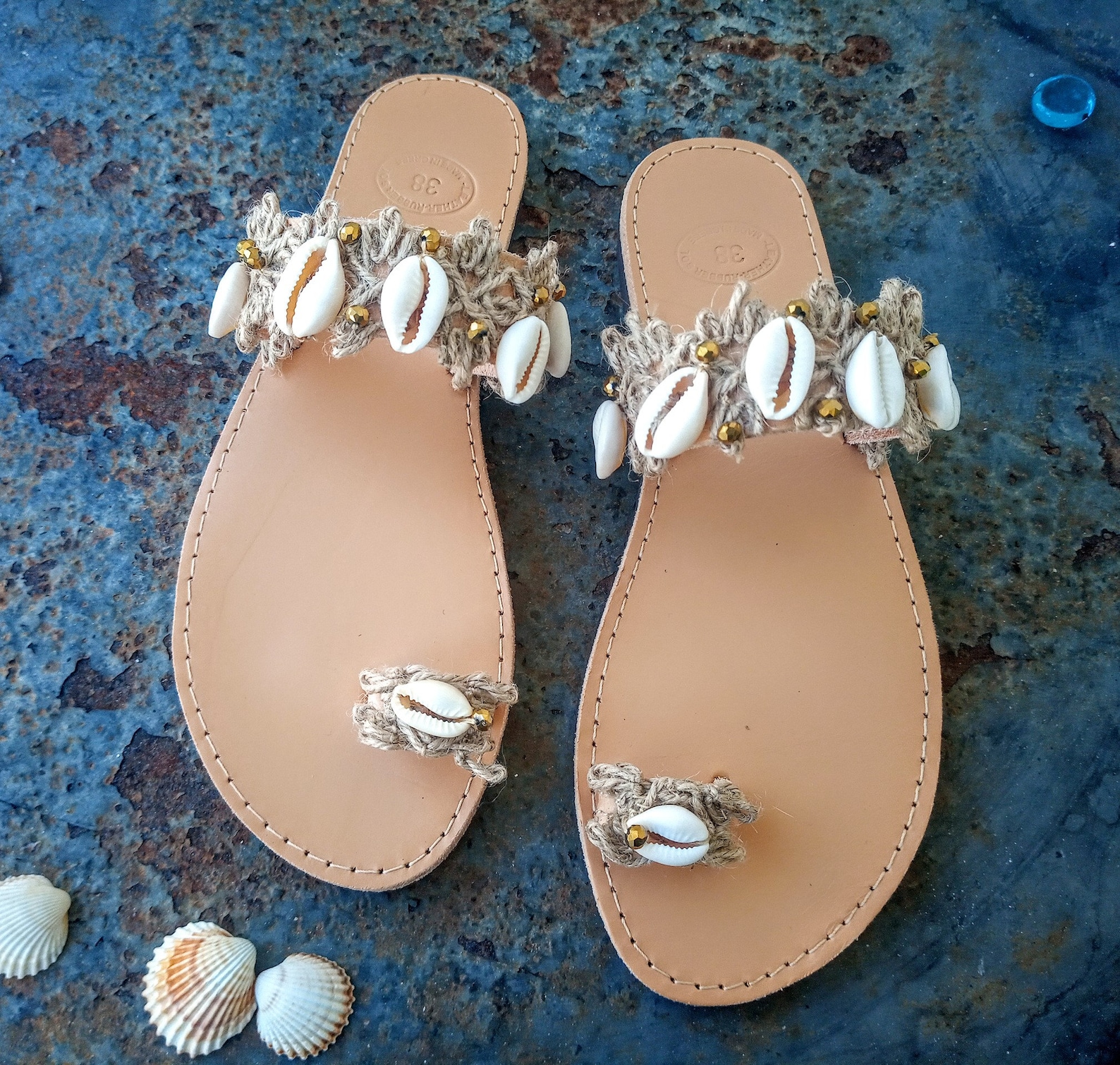 Sea Shell Sandals/slides/wedding Sandals/handmade - Etsy