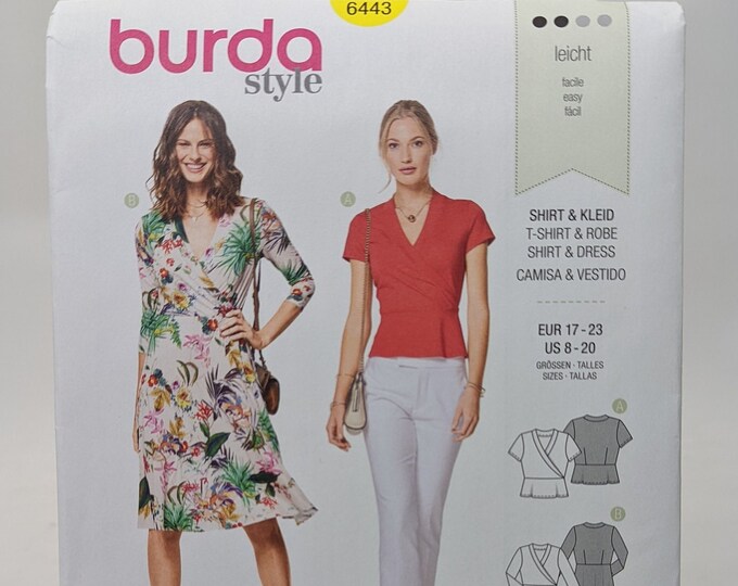 Uncut Burda Style 6443 Pattern Easy Skill Level Size 8-20 Shirt and ...