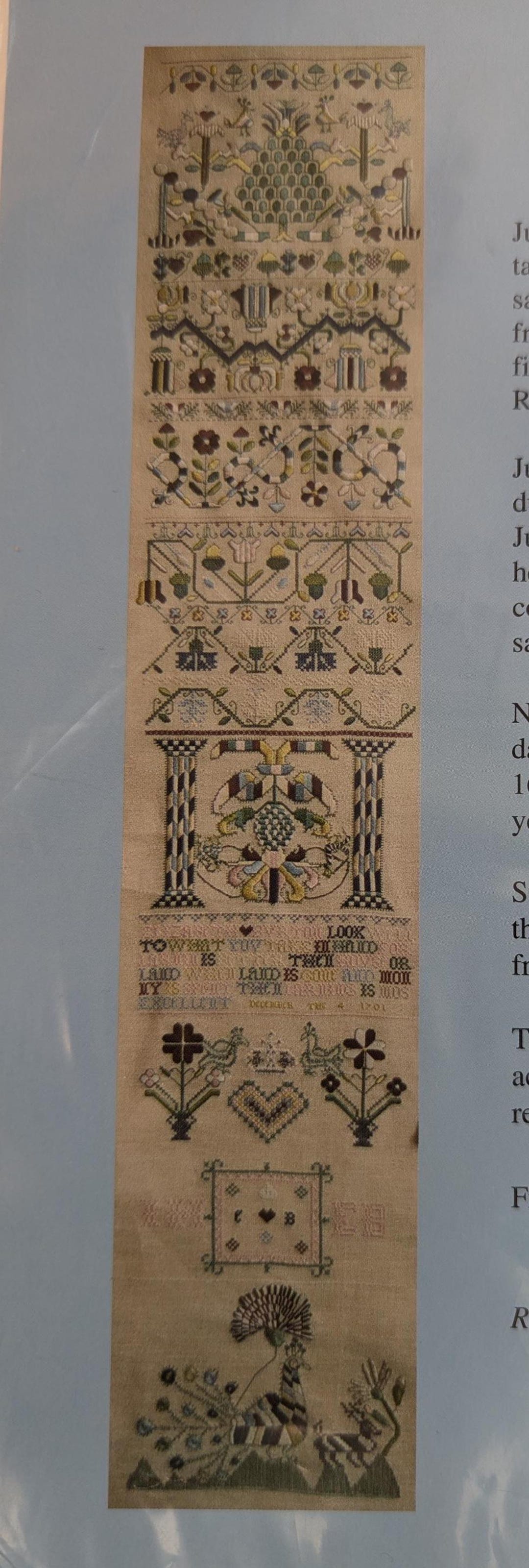 The Essamplaire Elizabeth Burton 1701 Sampler Cross Stitch Pattern 206 ...