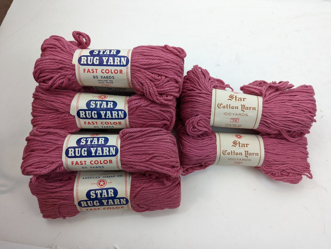 Lot of 11 Skeins American Thread Co Star Rug Yarn Fast Color Old Rose ...