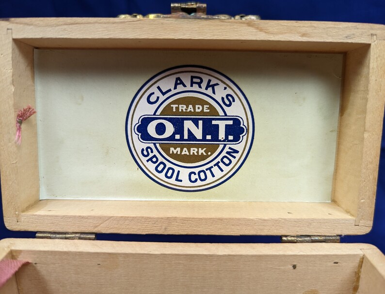 Vintage Clark's ONT Spool Cotton Thread Wooden Box With - Etsy