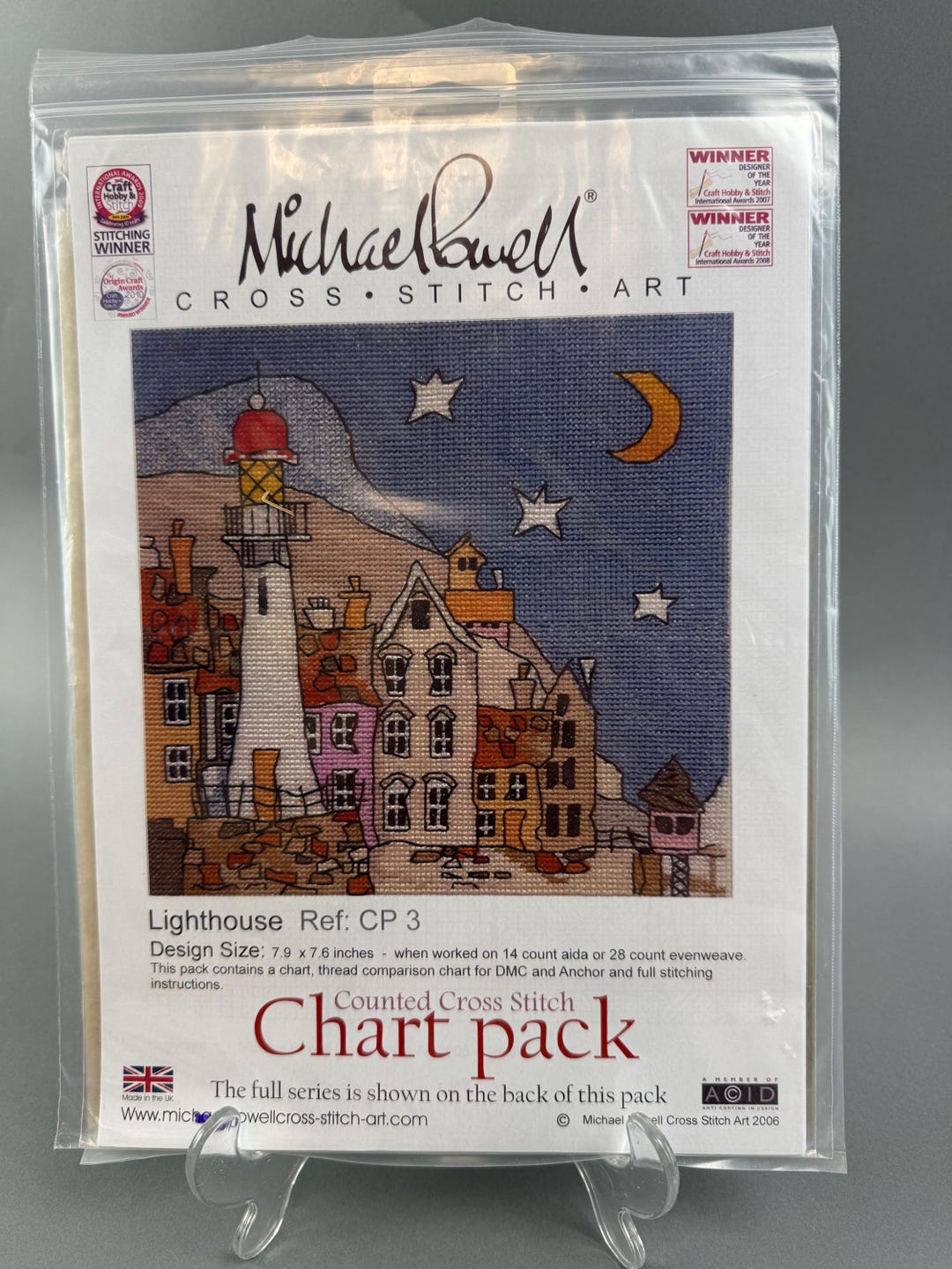 Michael Powell Cross Stitch Art Pattern Lighthouse CP3 Size: 7.9 X 7.6 ...