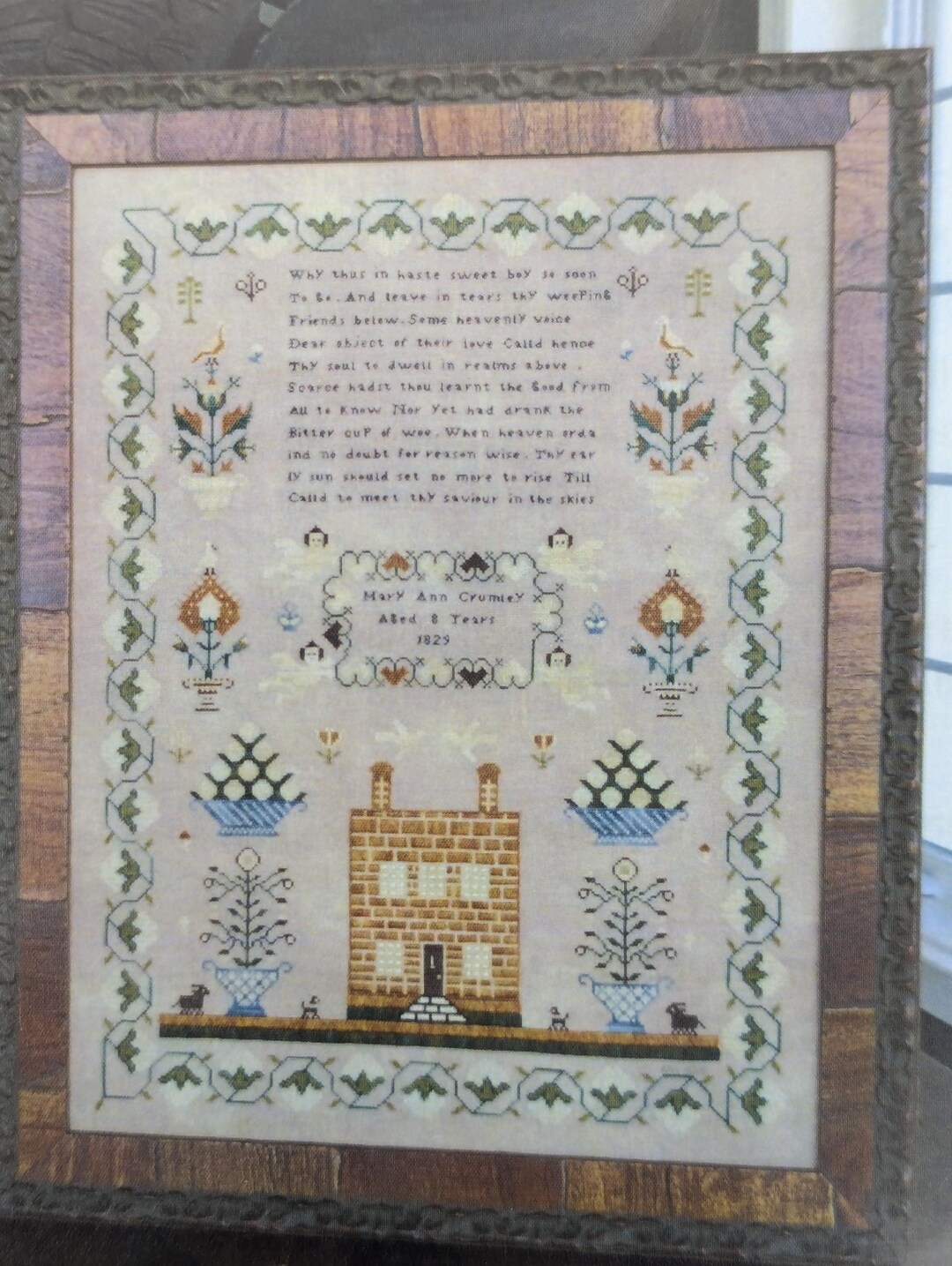 Mary Ann Crumley 1829 Reproduction by Samplers Not Forgotten Kimberly ...