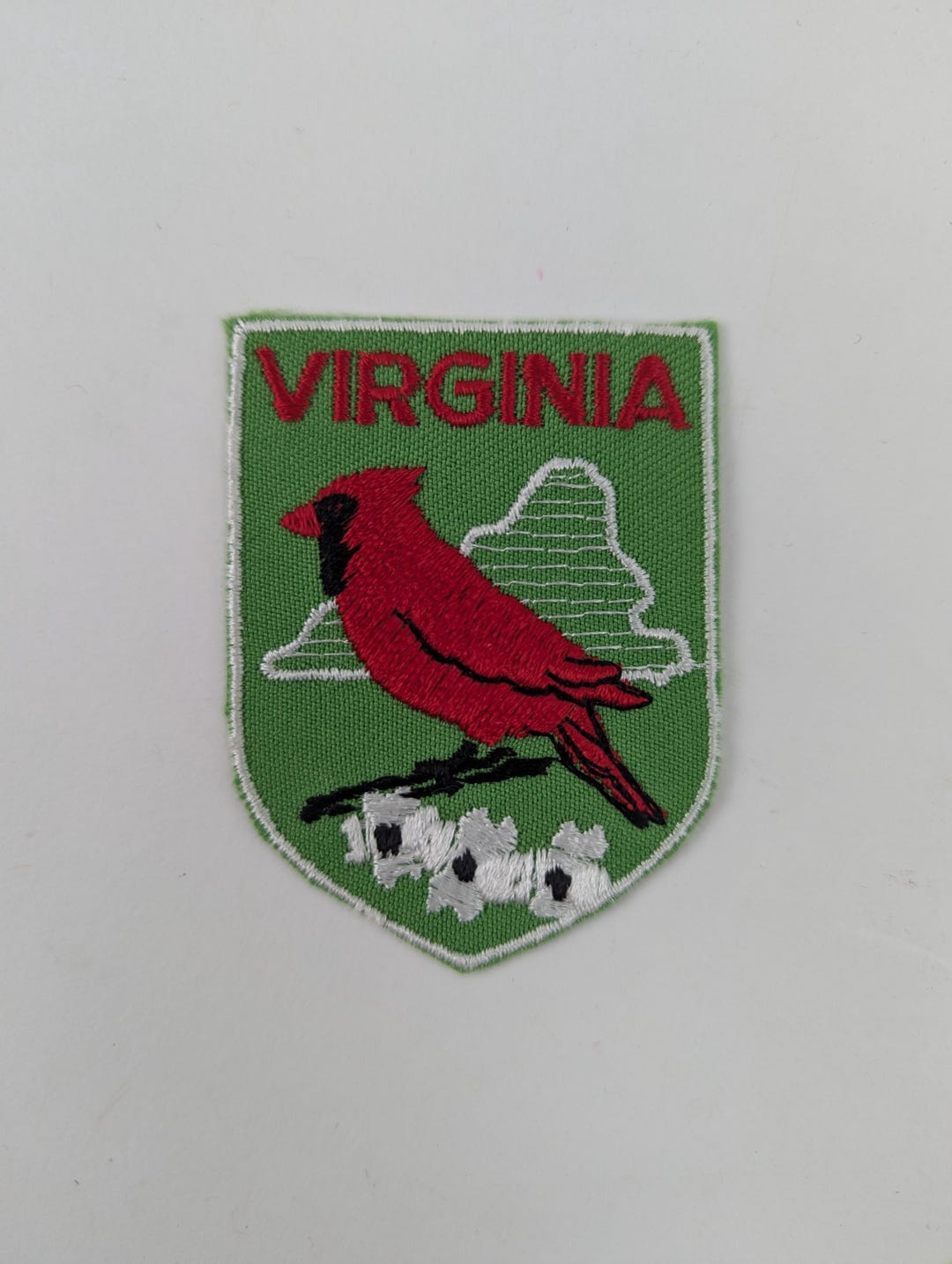 Vintage Embroidered Virginia Cardinal and Dogwood Patch Approximate ...