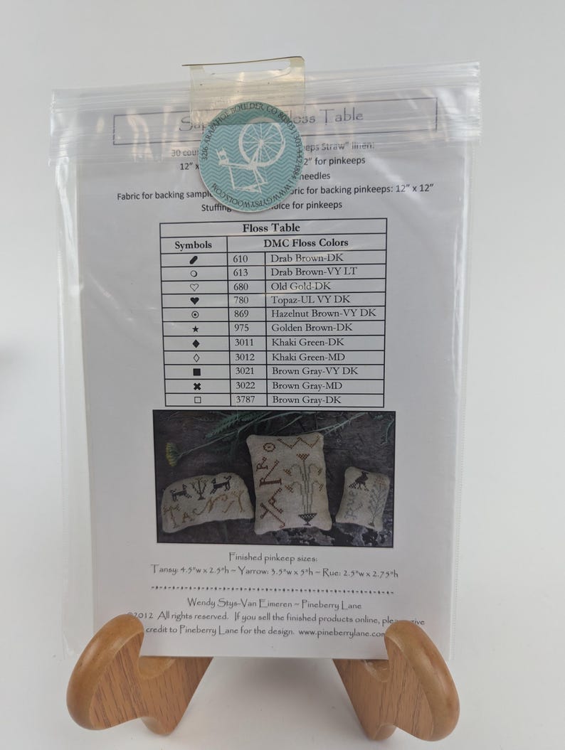 Pineberry Lane Tansy-yarrow-rue Sampler & Pinkeeps Cross Stitch Pattern 2012 Wendy Stys-van ...