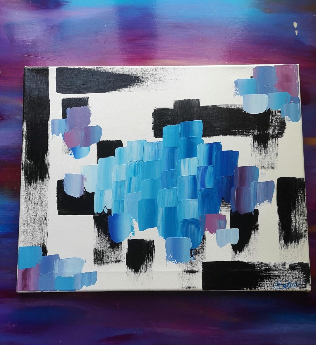 Abstract Blue Painting, 50x40 Cm, Acrylic Paint on Canvas - Etsy