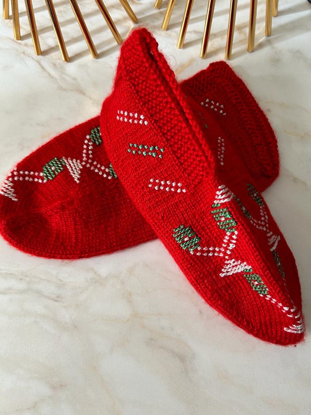 Handmade Red Color Socks Patik - Etsy