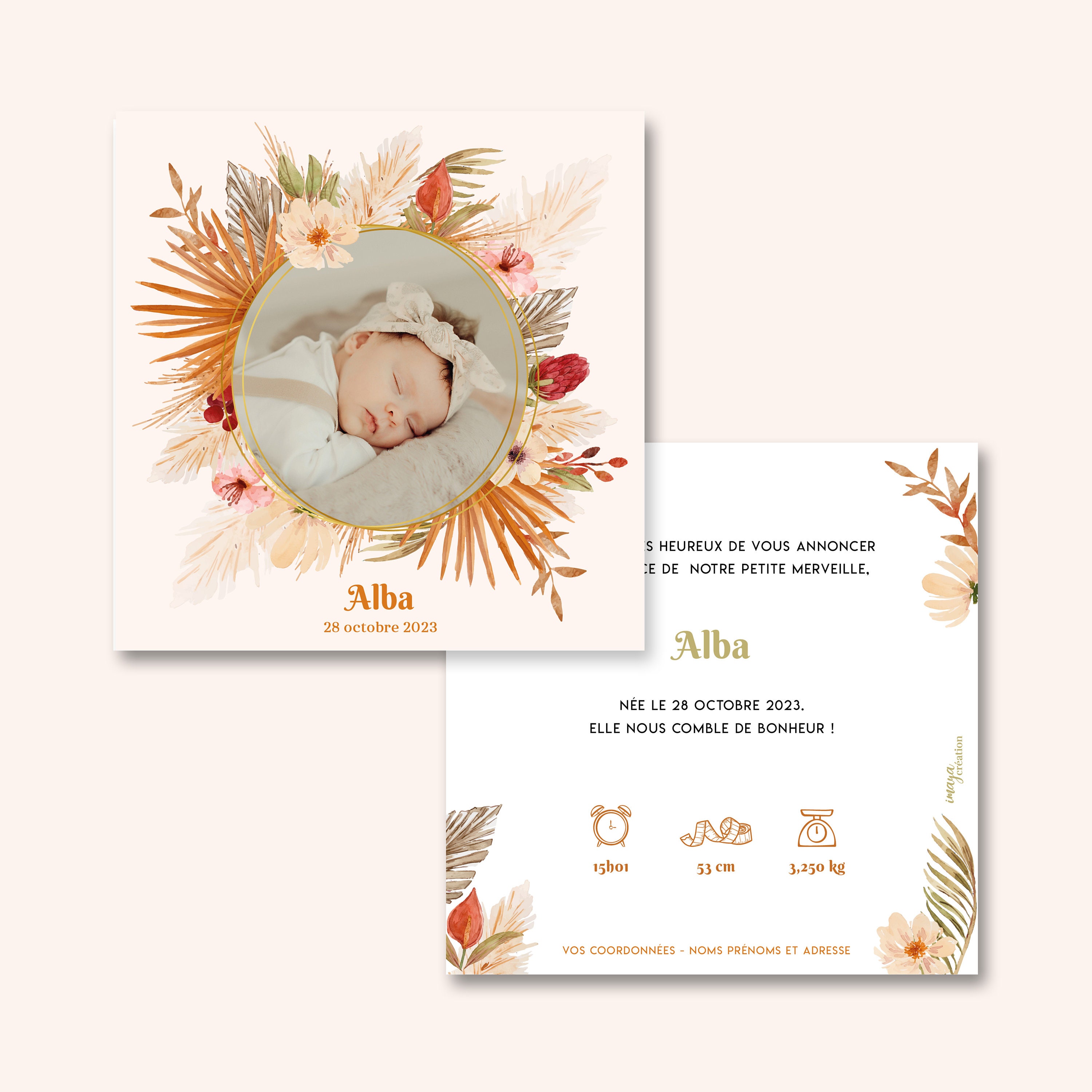 Faire-part Naissance Faire-part Bébé Naissance Fille mixte - Etsy France