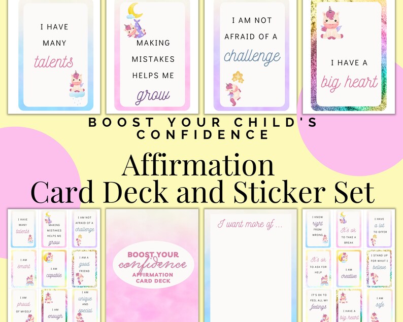 72 Affirmation Cards for Kids Printable, Children's Positive ...