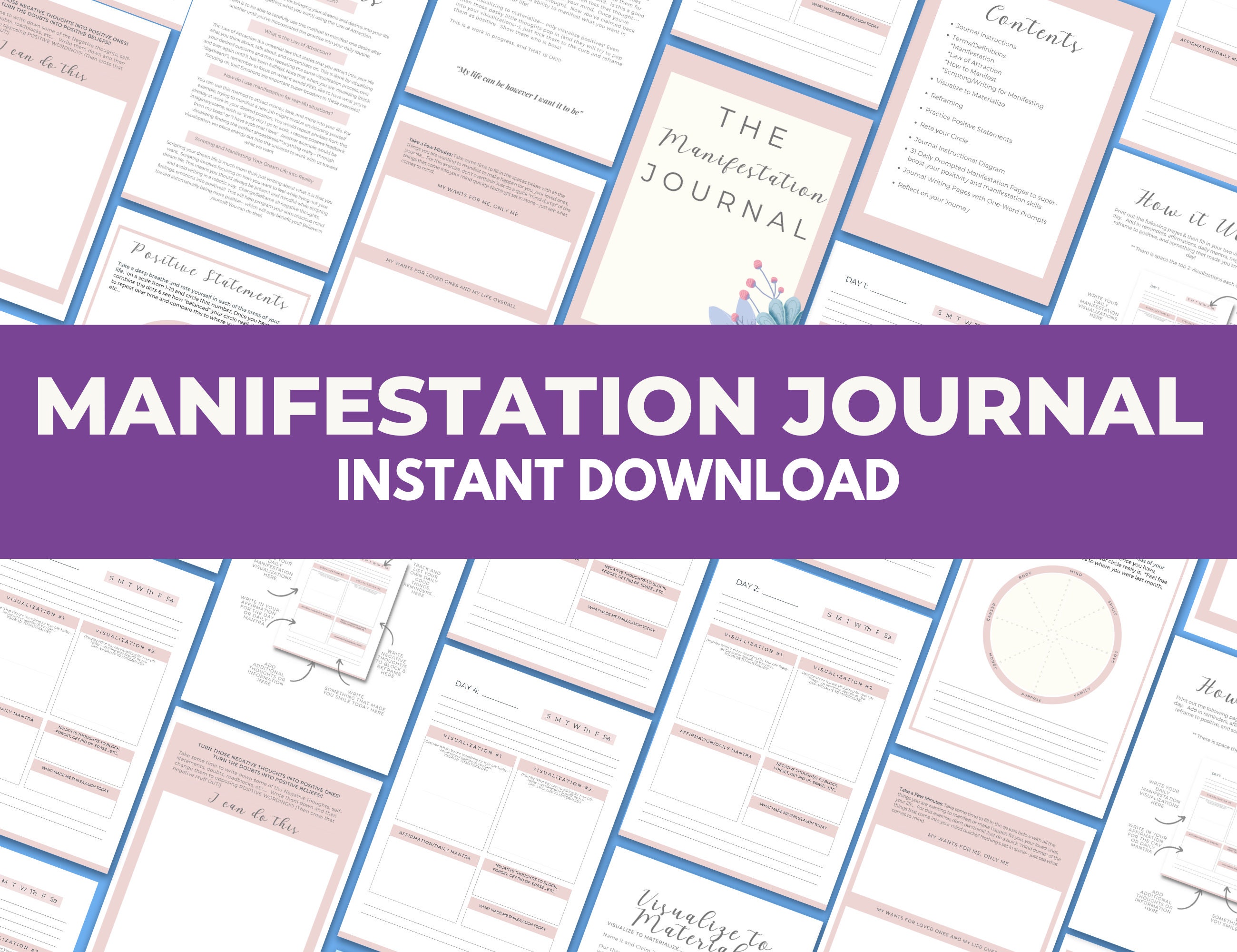 Manifestation Journal Printable Prompts Dream Journal Law of Attraction ...