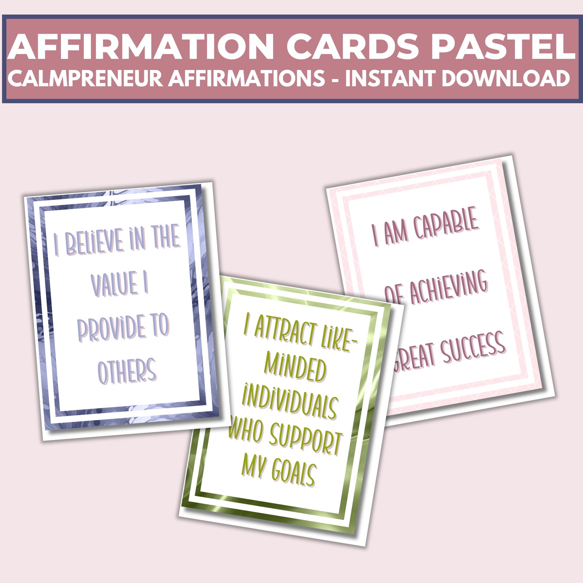 45 Affirmation Cards Pastel Printable Instant Download, Self Growth ...