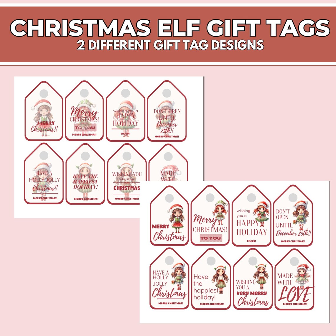 Christmas Printable Gift Tags, Christmas Holiday Gift Labels, Christmas ...