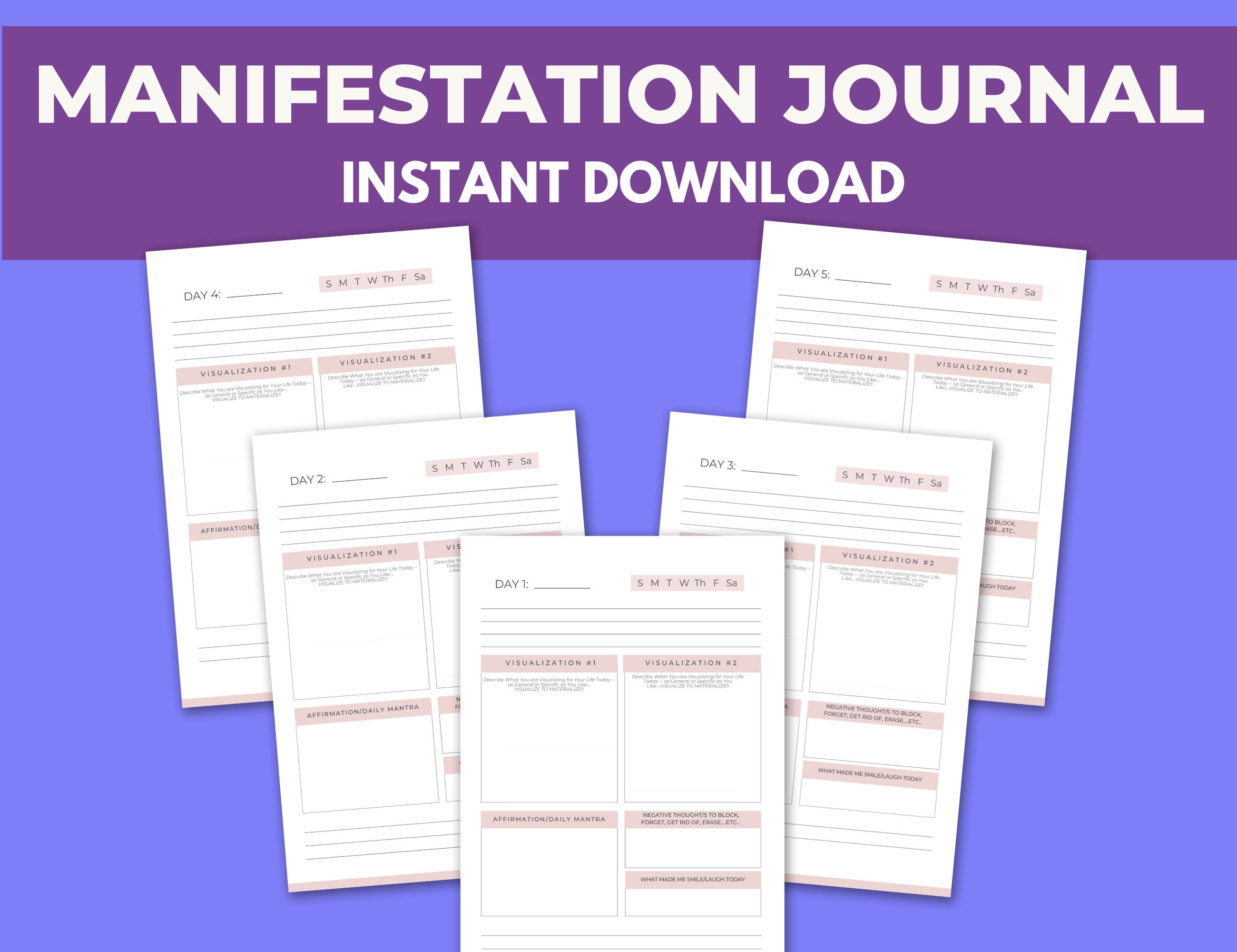 Manifestation Journal Printable Prompts Dream Journal Law of Attraction ...