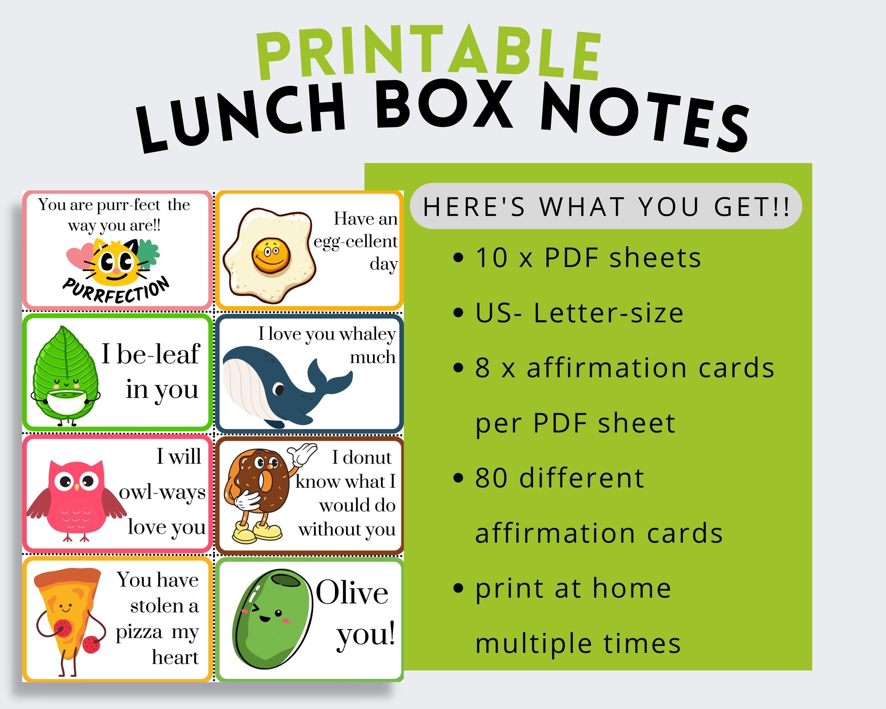 80+ Lunch Box Notes for Kids, Positive Affirmations for Kids, Joke ...