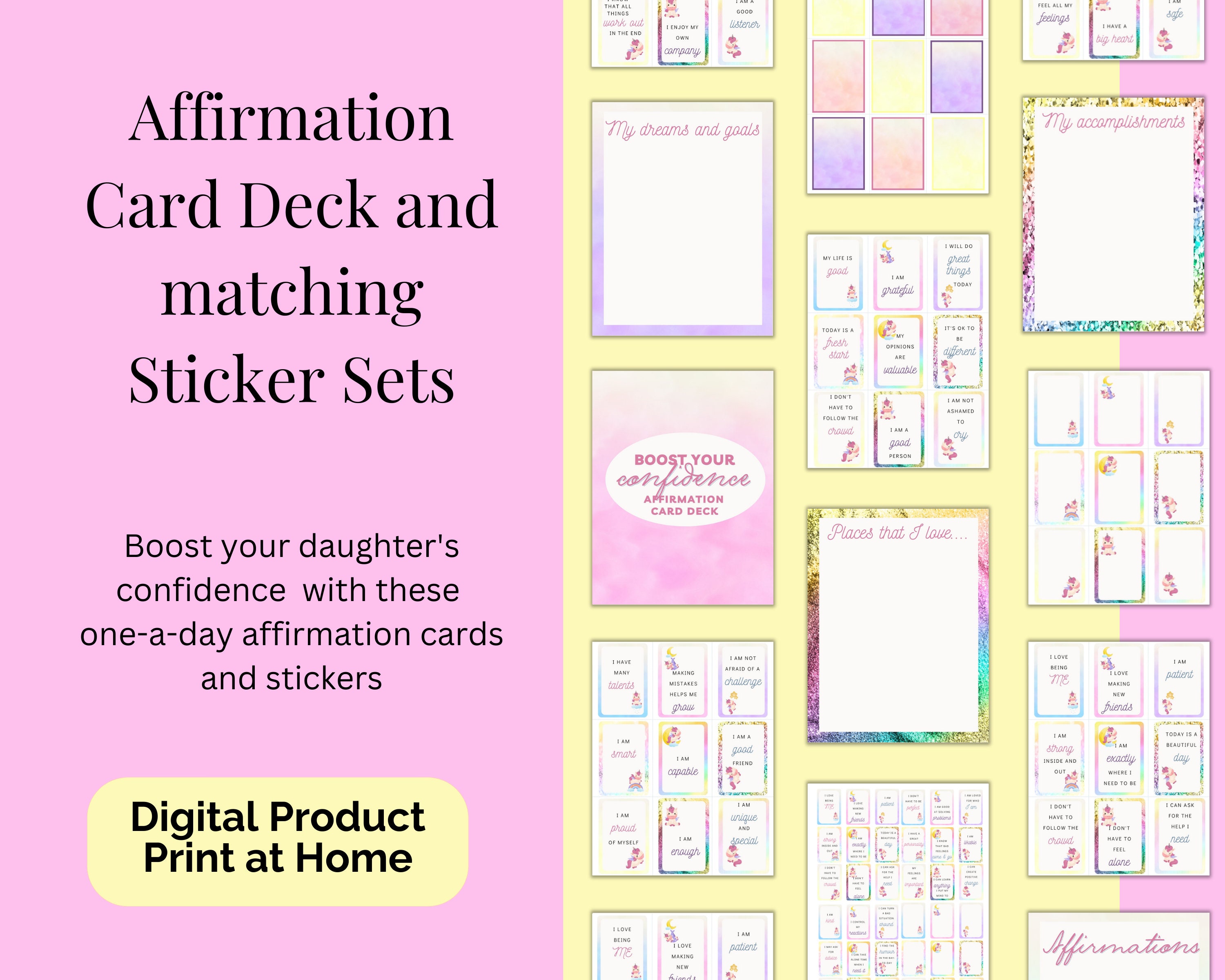 72 Affirmation Cards for Kids Printable, Children's Positive ...