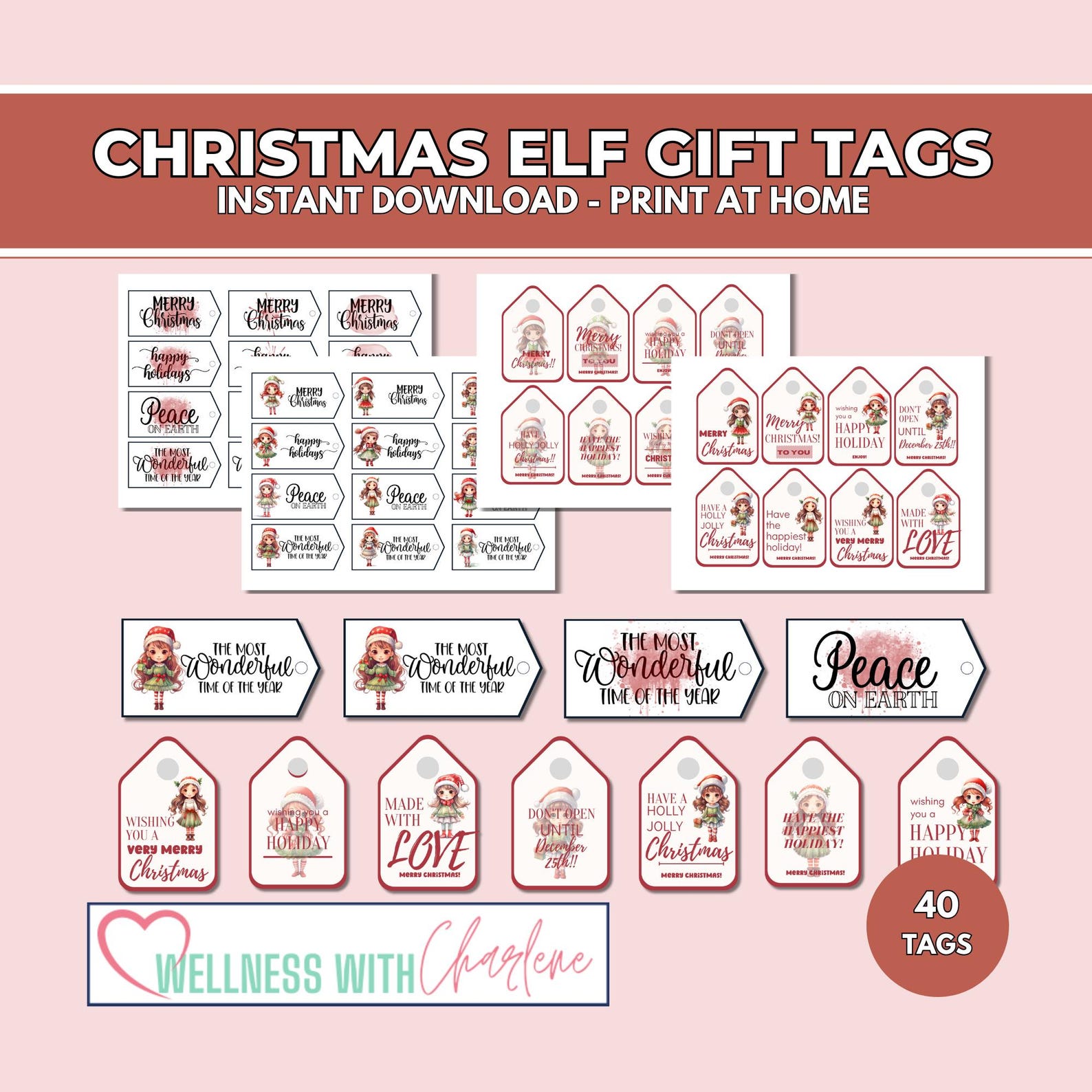 Christmas Printable Gift Tags, Christmas Holiday Gift Labels, Christmas ...