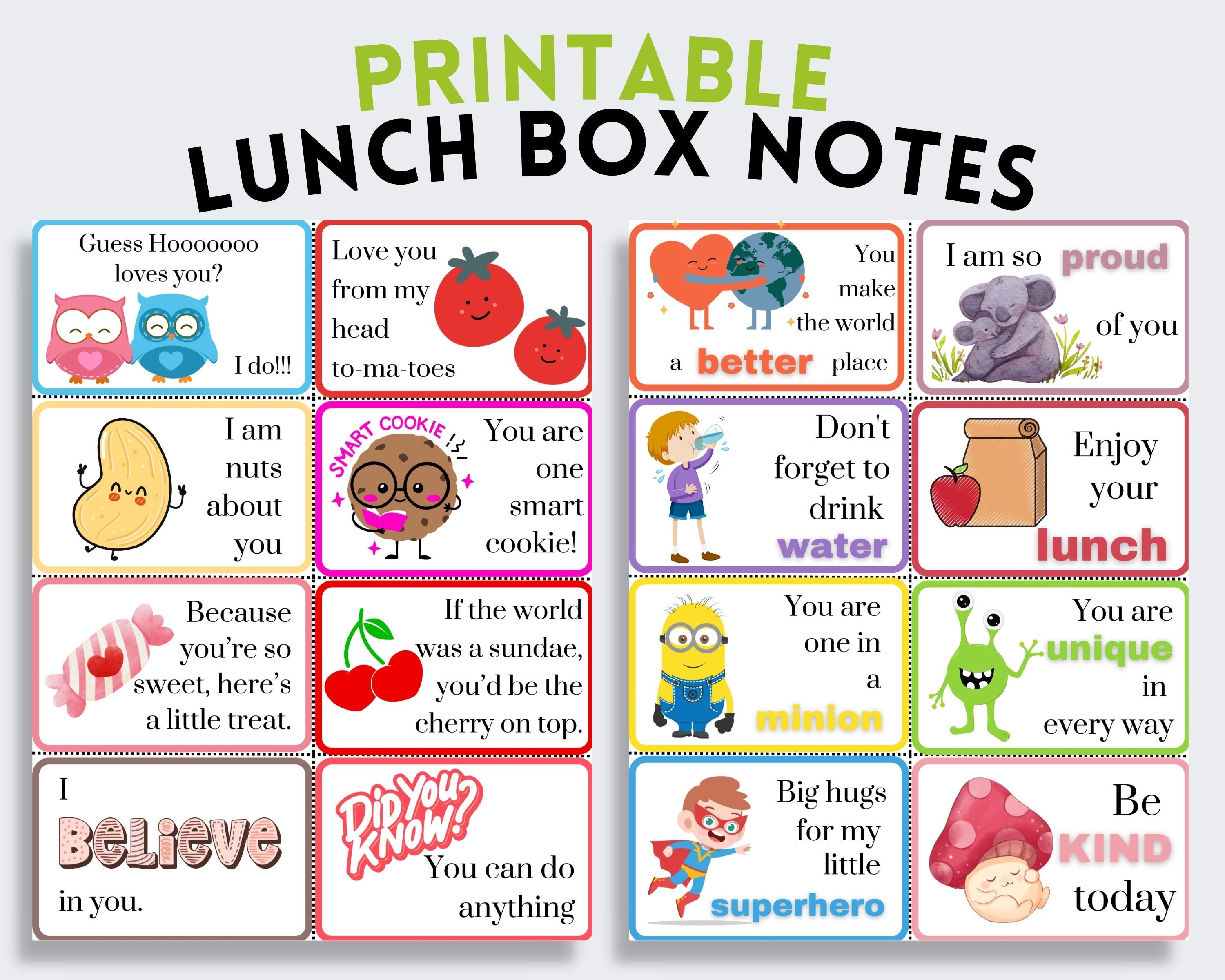 80+ Lunch Box Notes for Kids, Positive Affirmations for Kids, Joke ...