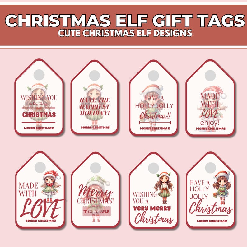 Christmas Printable Gift Tags, Christmas Holiday Gift Labels, Christmas ...