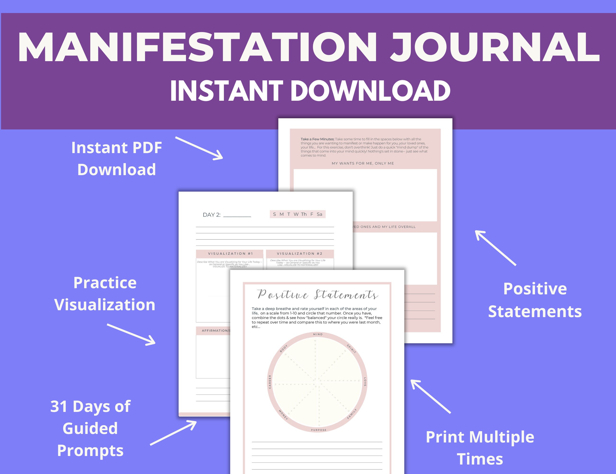 Manifestation Journal Printable Prompts Dream Journal Law of Attraction ...