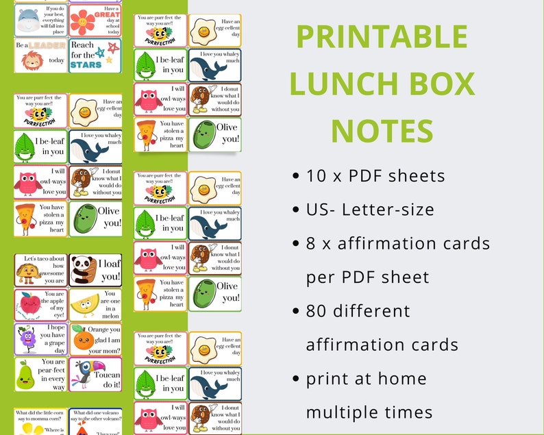 80+ Lunch Box Notes for Kids, Positive Affirmations for Kids, Joke ...