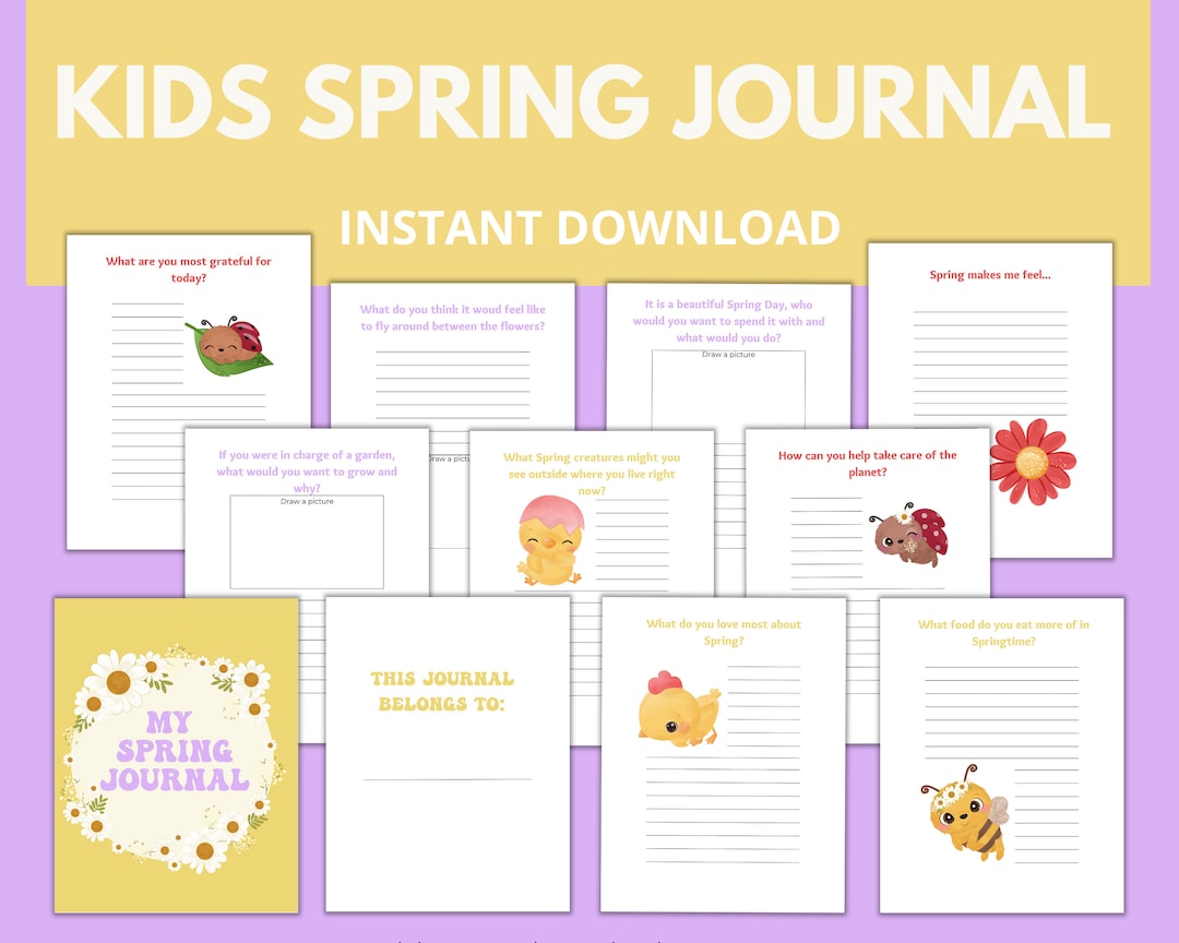 Kids Journal Spring Activity Printable Pages, Spring Daily Gratitude ...