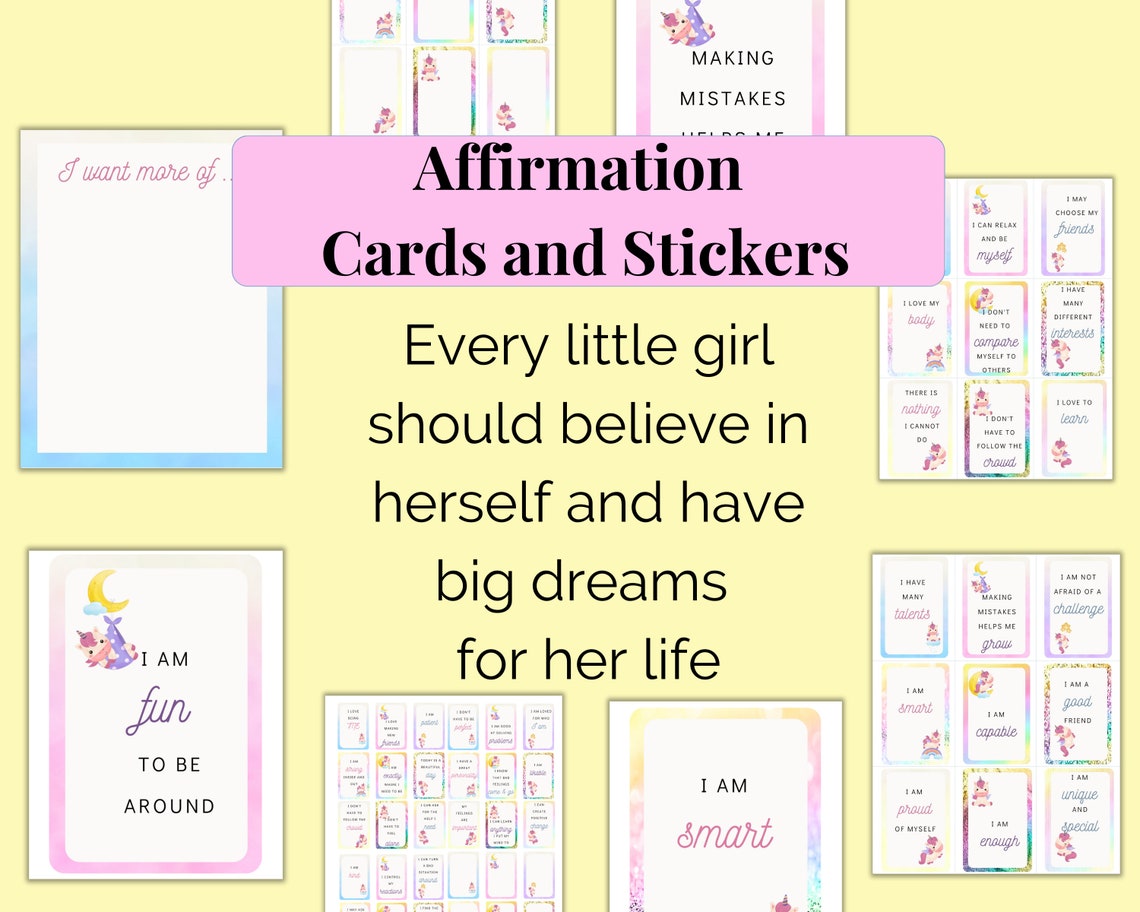 72 Affirmation Cards for Kids Printable, Children's Positive ...