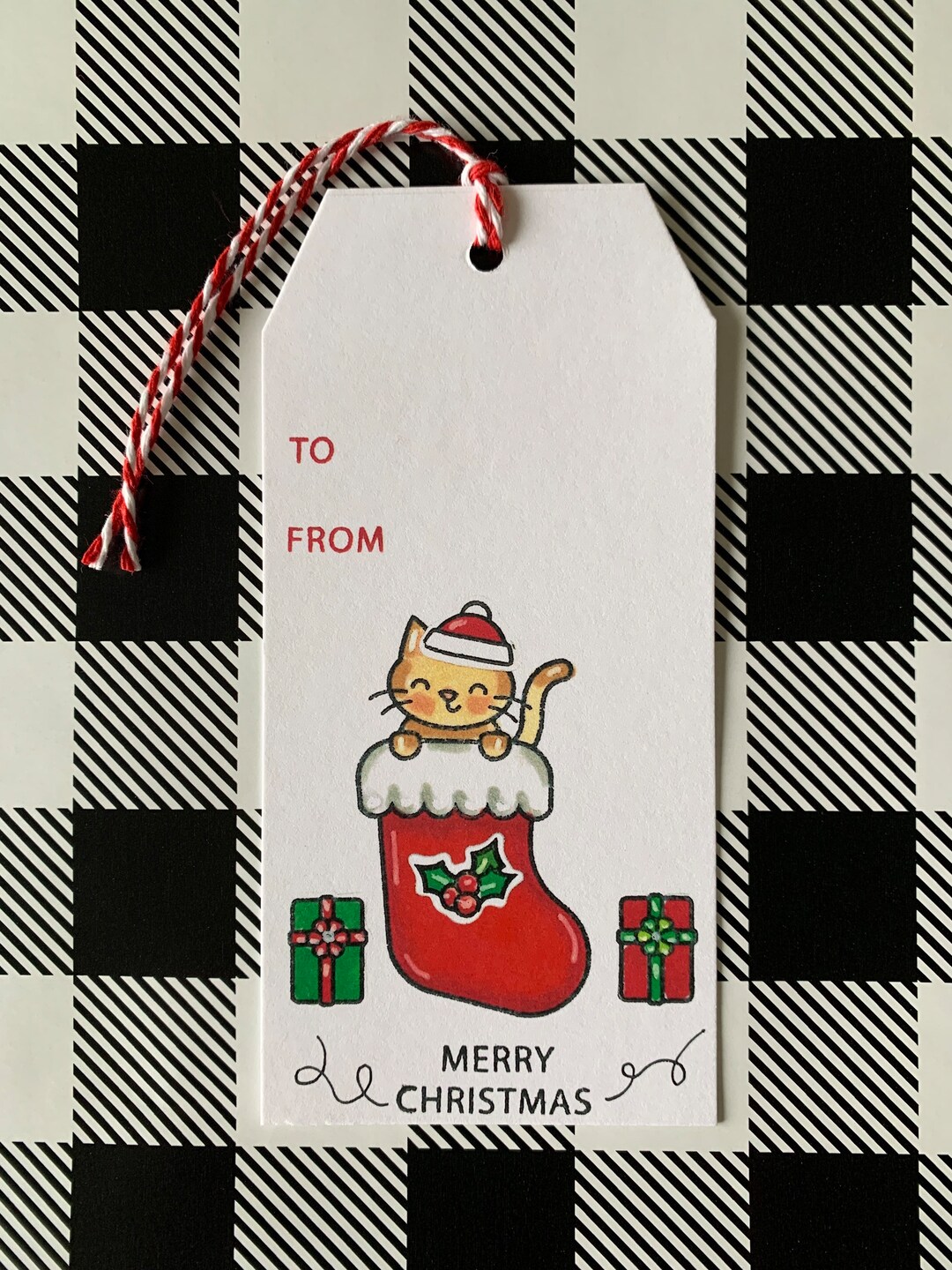 Christmas Cat Gift Tags Sets of 6 or 12 - Etsy