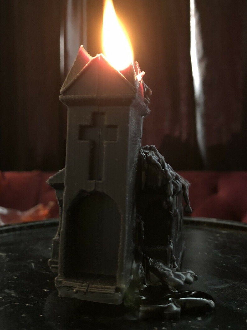 Burning Church Shaped CANDLE Campfire Scented SATAN satanic | Etsy