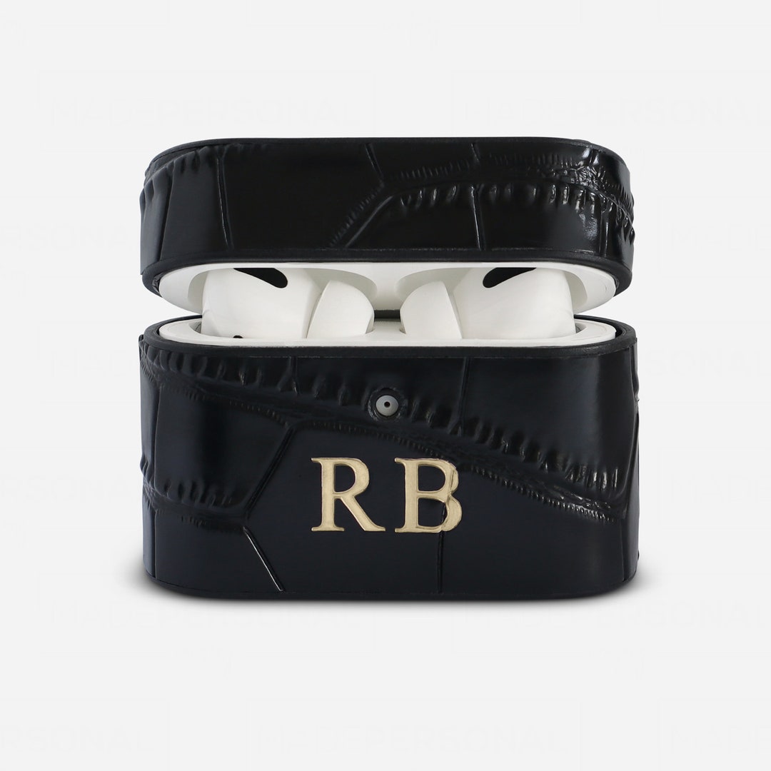 Croc Leather Airpods Pro, 1, 2 and 3 Case, Debossed Hot Foil Monogram ...