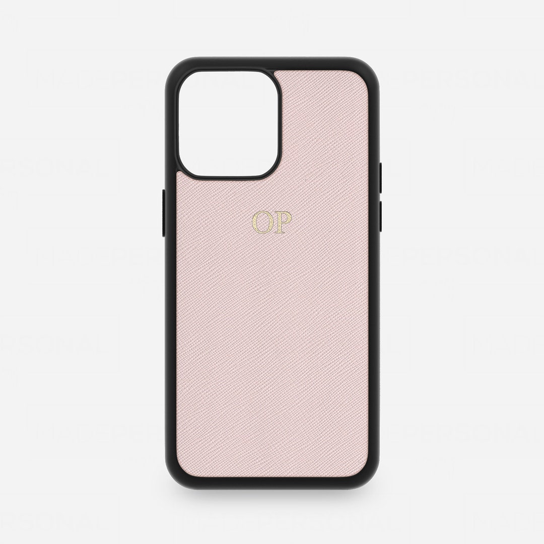 Pale Pink Leather iPhone 13 Pro Max Case 12 11 Mini Xs Xr Initials ...