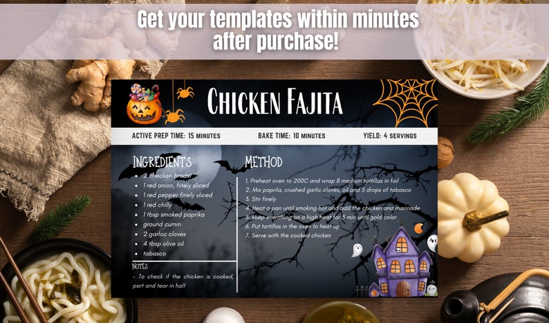 Spooky Cute Recipe Cards Digital Download Halloween Dessert Ideas ...