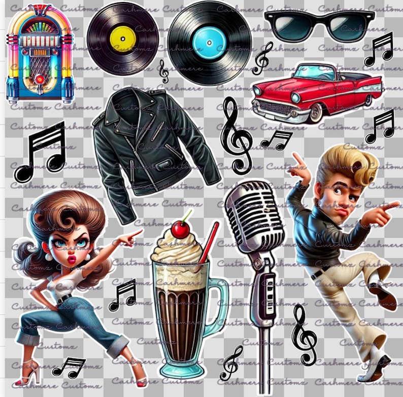 50’s RETRO DINER CLIPART, Sock Hop Party, Retro Diner, Jukebox ...
