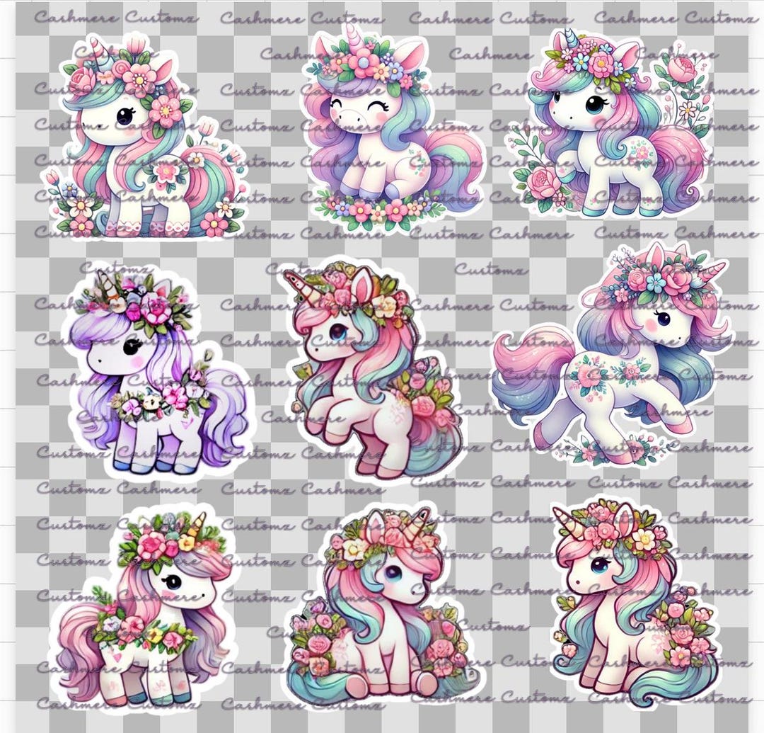 UNICORN STICKER CLIPART .png, Pastel Rainbow Unicorns, Stickers ...
