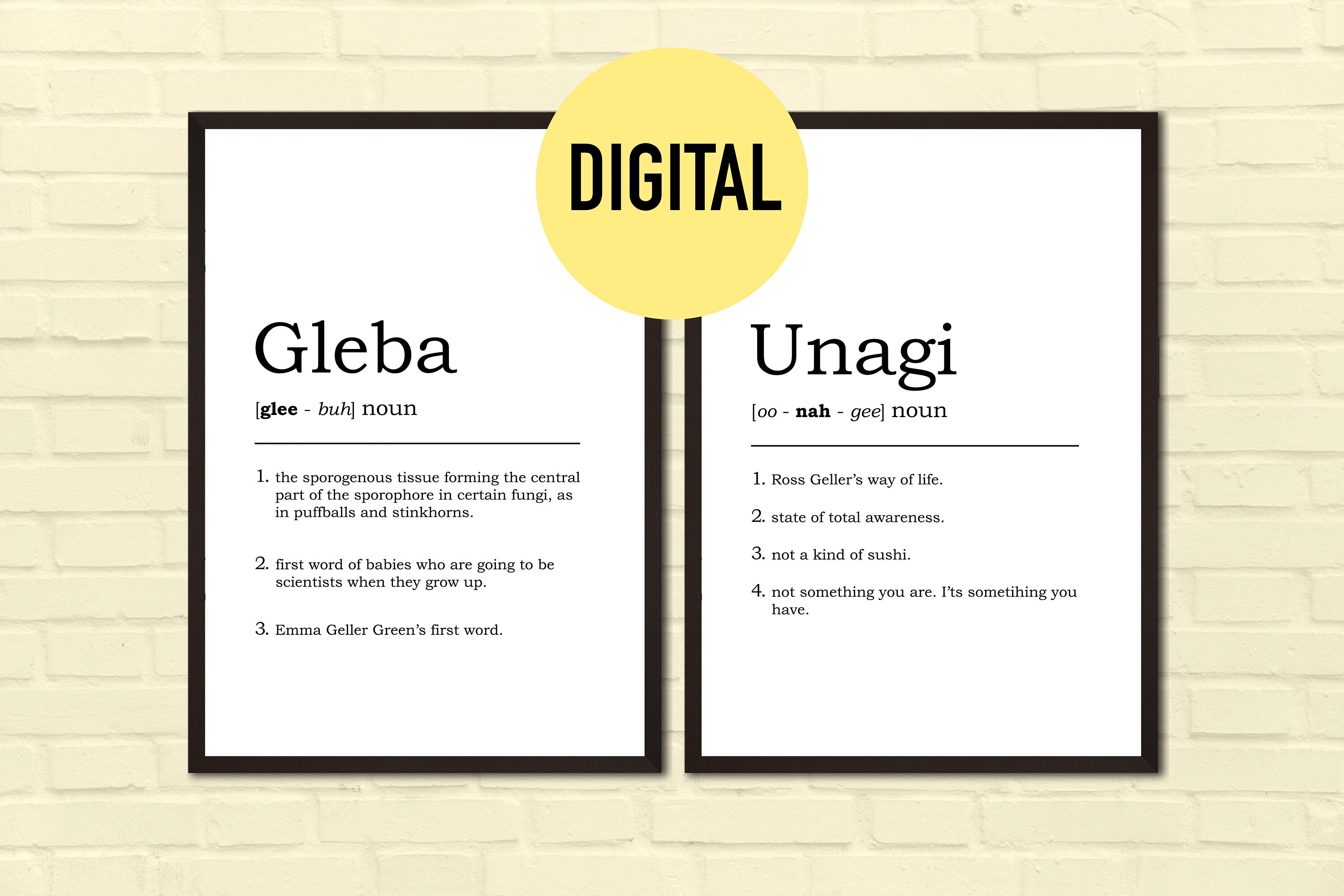 Digital Pack Unagi and Gleba From Friends TV Show Poster - Etsy