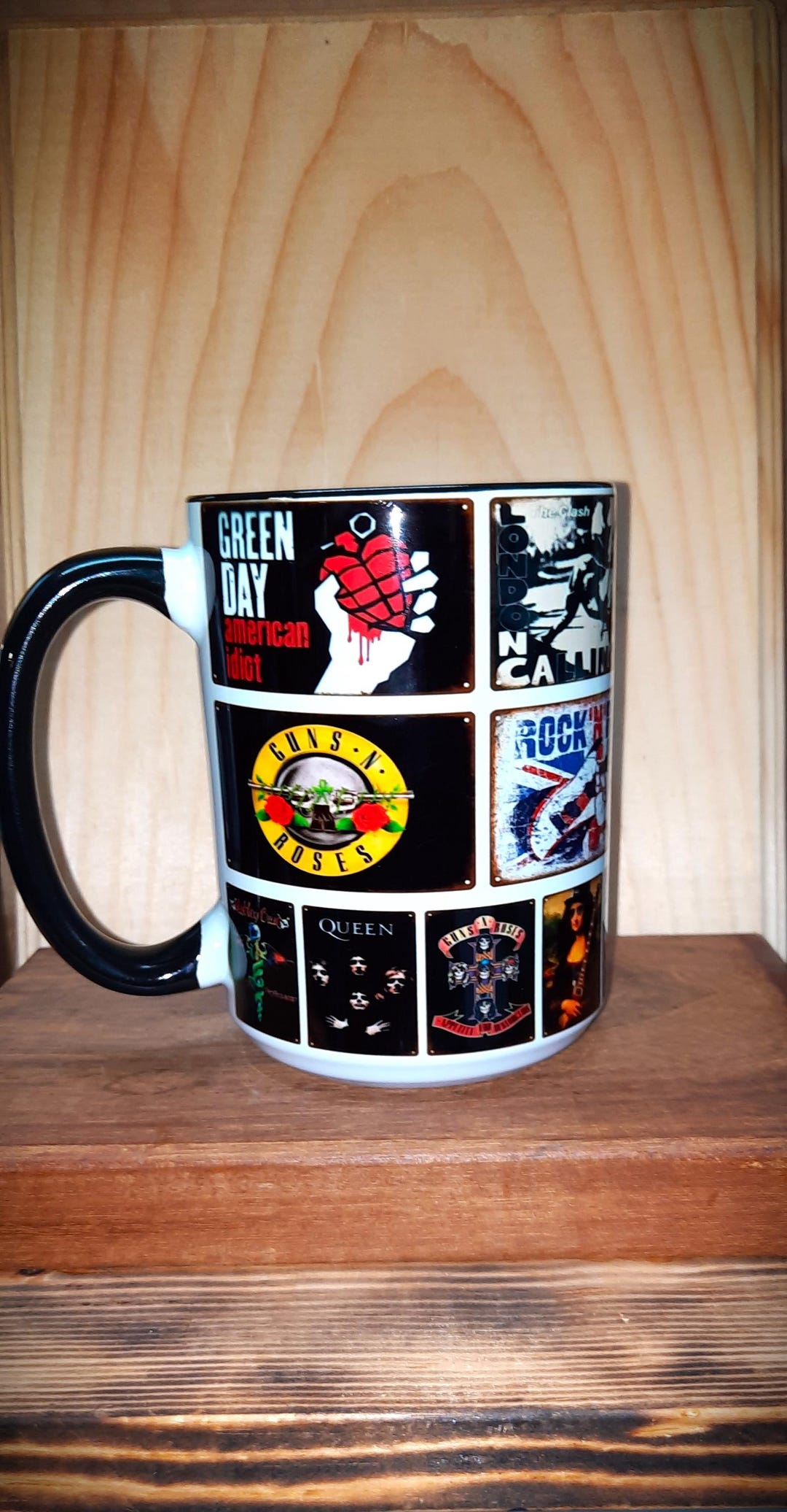 15oz. Poster Style Music Mug. Full Wrap Ceramic Featuring Cool Bands ...