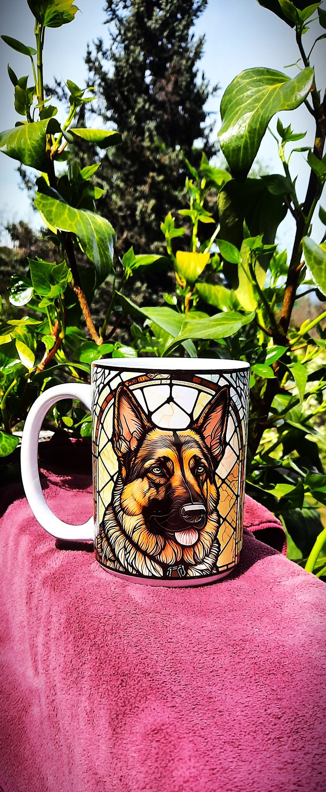 15oz. Stained Glass German Shepherd Coffee Mug. Beautiful, Vibrant ...