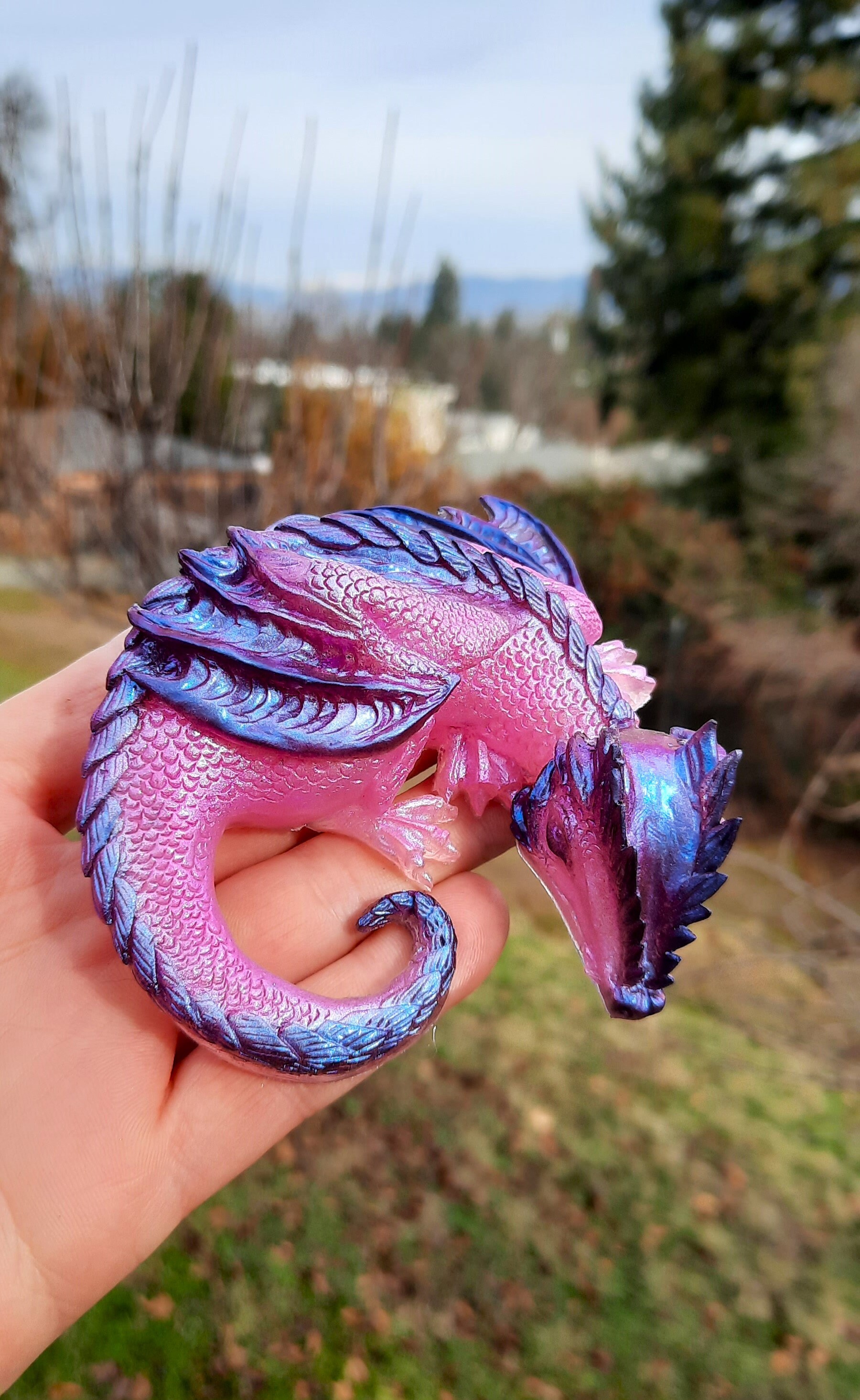 Resin Dragon. Pink and Blue Cute Dragon. One of a Kind - Etsy