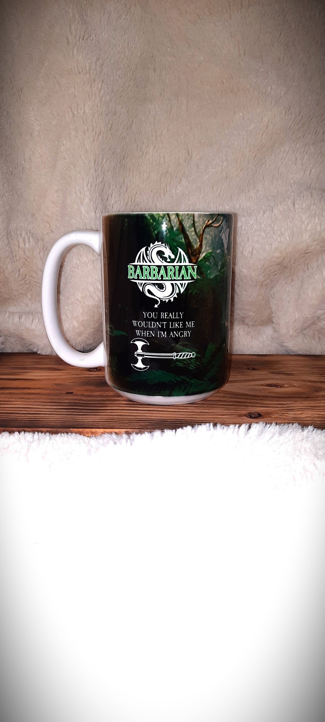 15oz. BARBARIAN Class Dungeons&dragons Ceramic Black Coffee Mug. DND ...