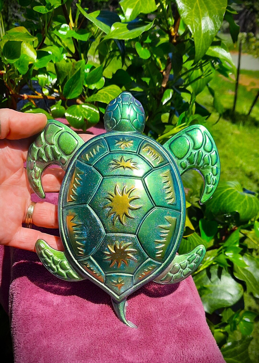 Beautiful Color Changing Large Resin Turtle. - Etsy